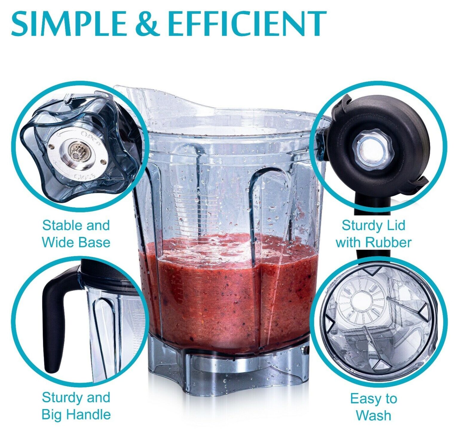 Low Profile 64OZ Container for Vitamix blender . 2L - Kitchenkreation.co.uk